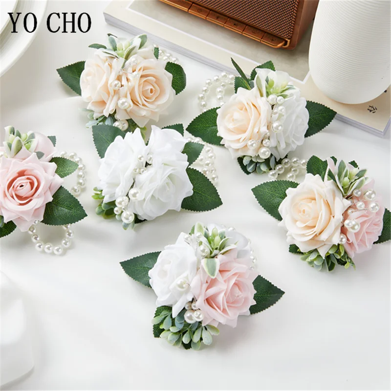 YO CHO White Silk Rose Men Boutonniere Buttonhole Brooch Bridesmaid ...