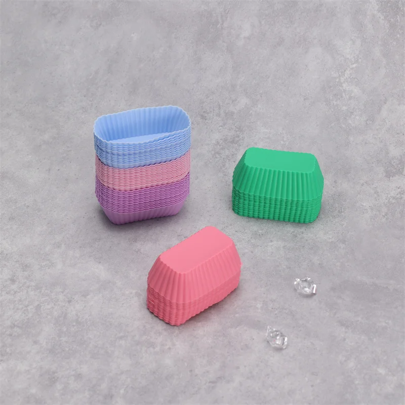 직사각형 미니 머핀 컵 사각형 실리콘 머핀 케이크 베이킹 금형 컵케익 팬 베이킹 액세서리 타트 컵 케이크 금형 6 개