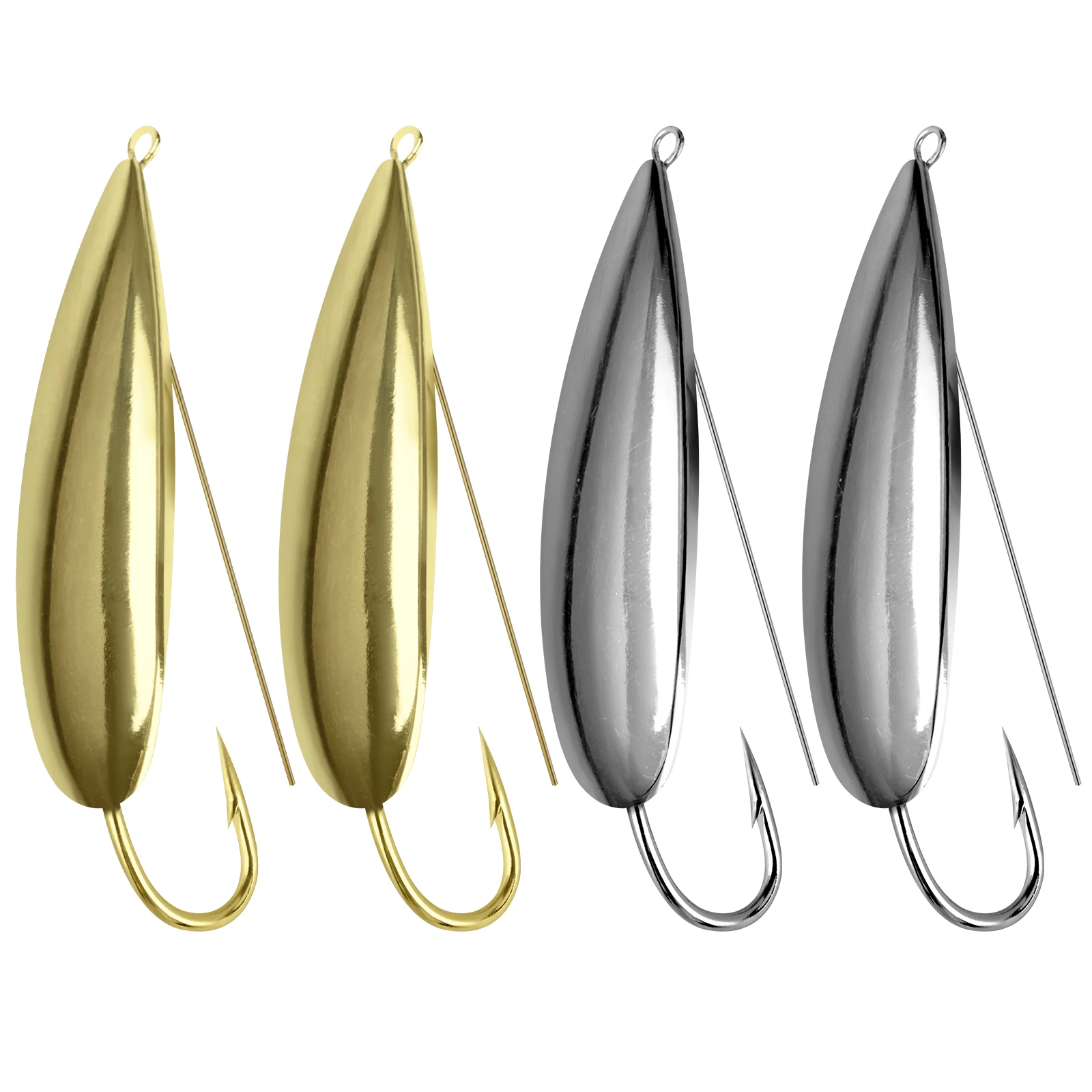 THKFISH 4pcs Weedless Spoon Lures 8g 16g 19g Metal Hard Baits Spinner ...
