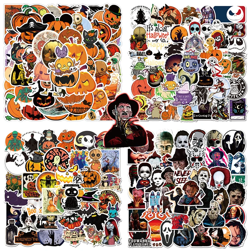 50pcs-Halloween-Theme-Stickers-Hallow-Pumpkin-Witch-Graffiti-DIY ...