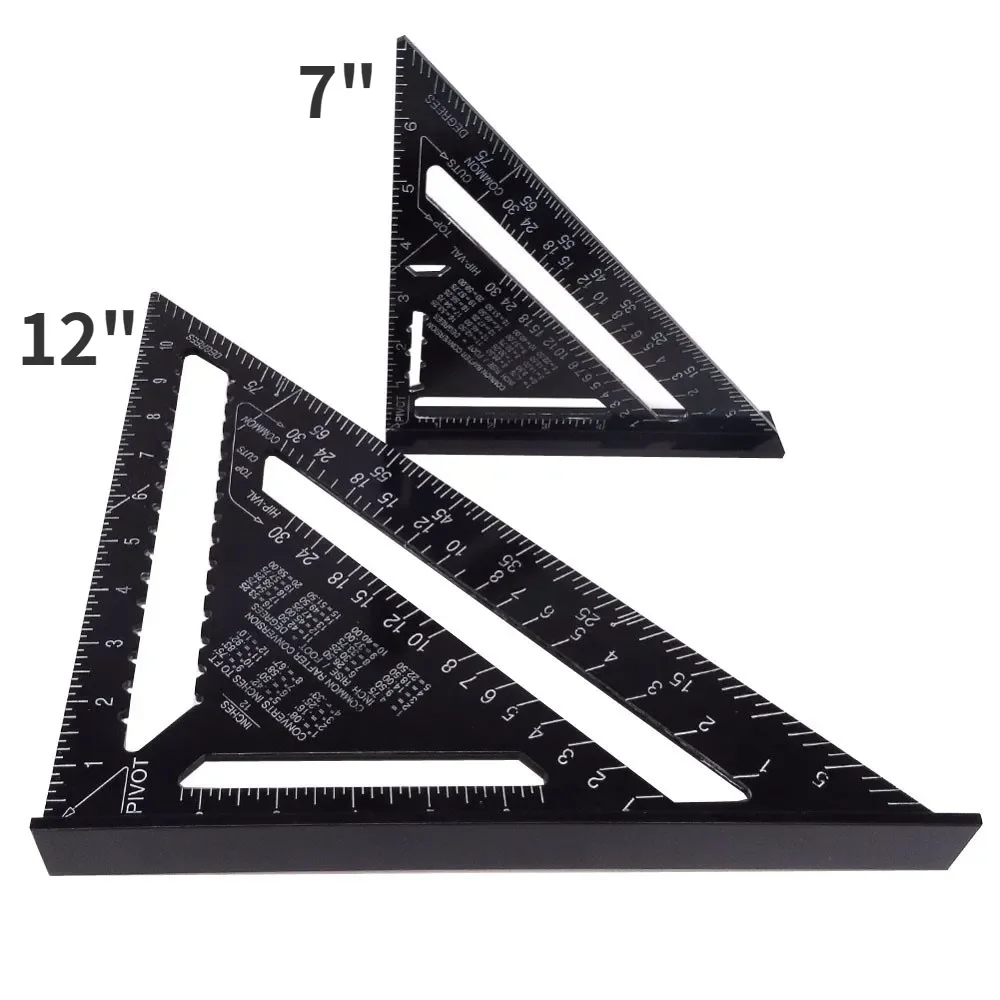 7-12-Aluminum-Alloy-Triangle-Ruler-Gauges-Speed-Protractor-Miter ...