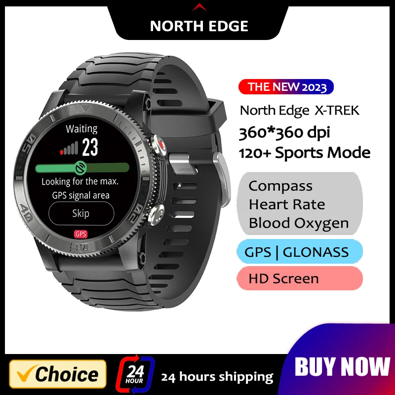 NORTH EDGE X-TREK Men Sports Smart Watch GPS 360*360dpi Heart Rate SpO2 VO2max Stress 120 Sports ...