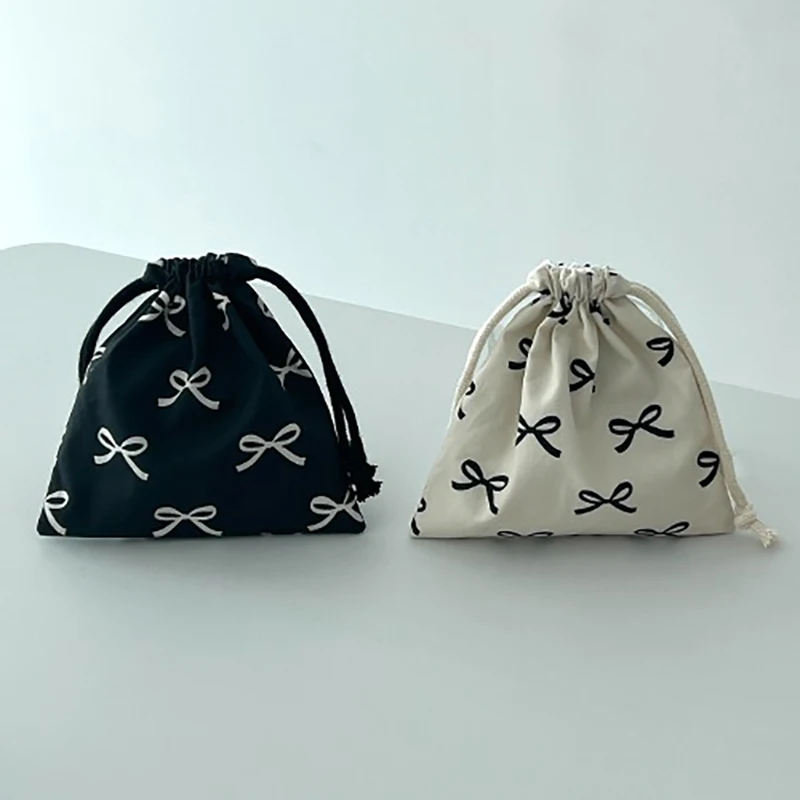1PC Bow Knot Drawstring Bag Cosmetic Storage Pouch Women Wallet Sweet ...