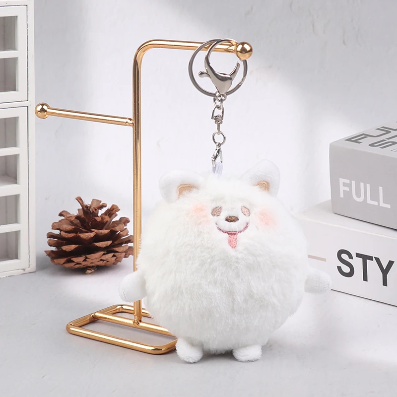 Squeaky-Little-White-Dog-Plush-Pendant-Samoyed-Puppy-Keychain-Soft ...
