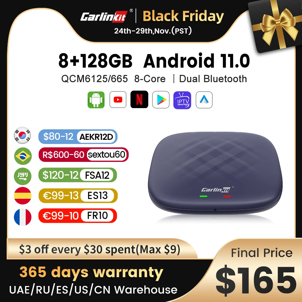 Carlinkit 8+128g Carplay Ai Box Plus Android 11 Netflix Youtube Wireless Android Auto & Carplay ...
