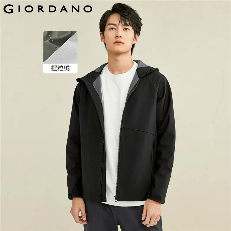 GIORDANO-Men-Jackets-Fleece-Lined-Waterproof-Windbreakers-Solid-Color-Multi-Pocket-Windproof ...
