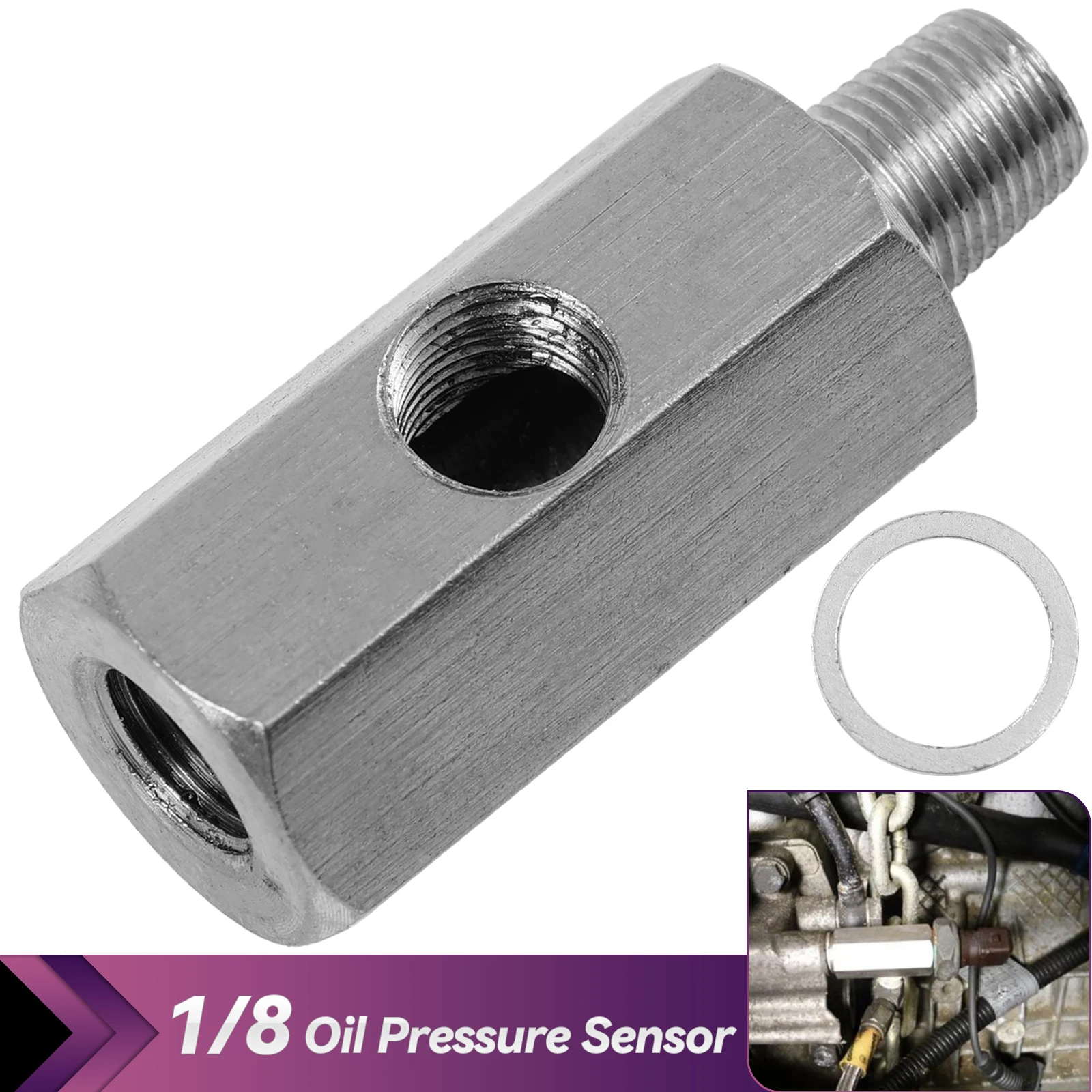 Stainless Steel 1/8'' NPT Oil Pressure Sensor Sendor Oil Tee Fitting ...