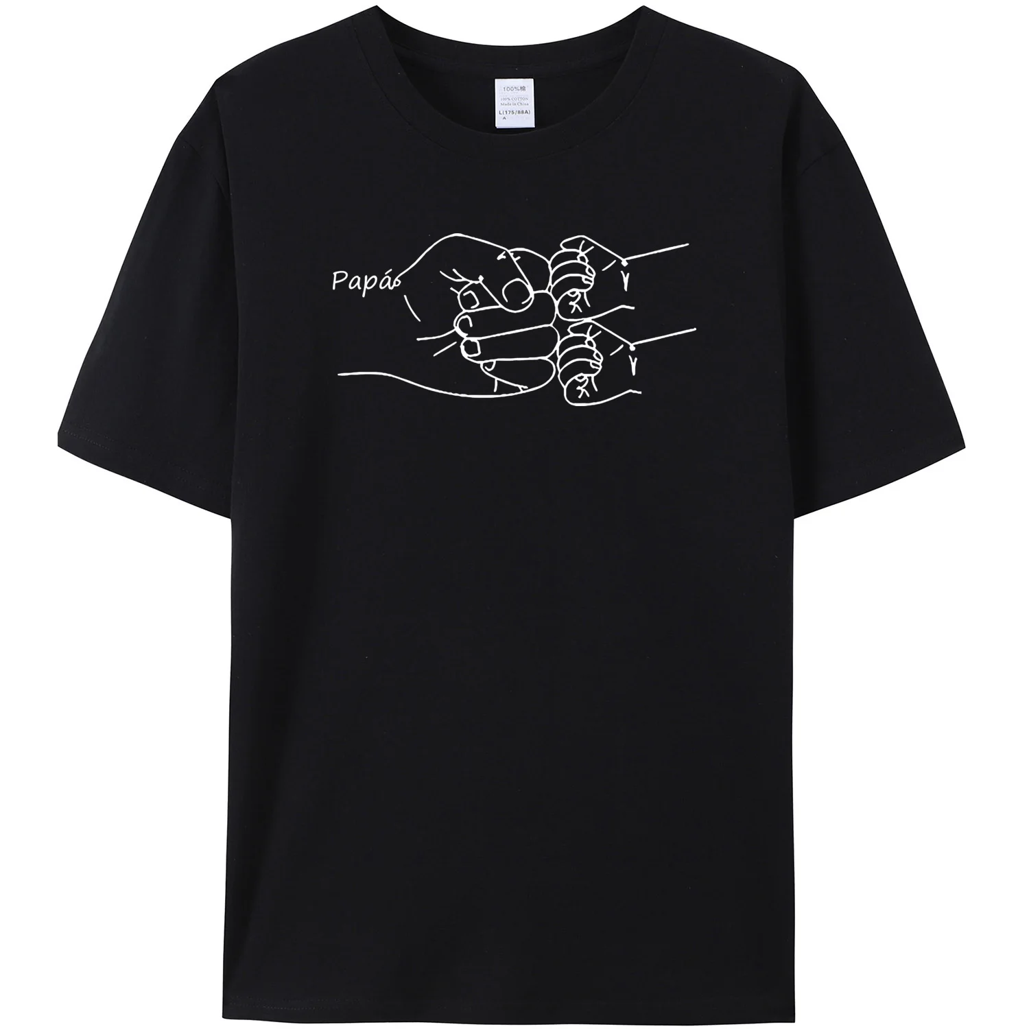 Papi-Dad-100-Cotton-5XL-6XL-Tees-Hand-Drawn-Daddy-Child-Fist-Bump ...