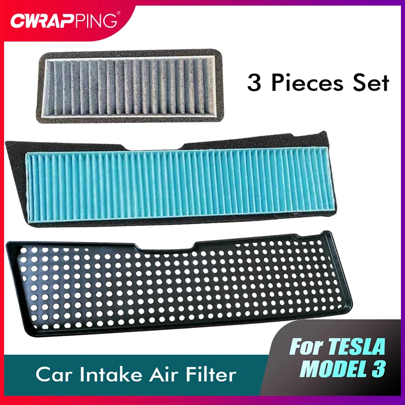 3 Pieces Car Air Intake Filter For Tesla Model 3 2021 2022 Air Flow ...