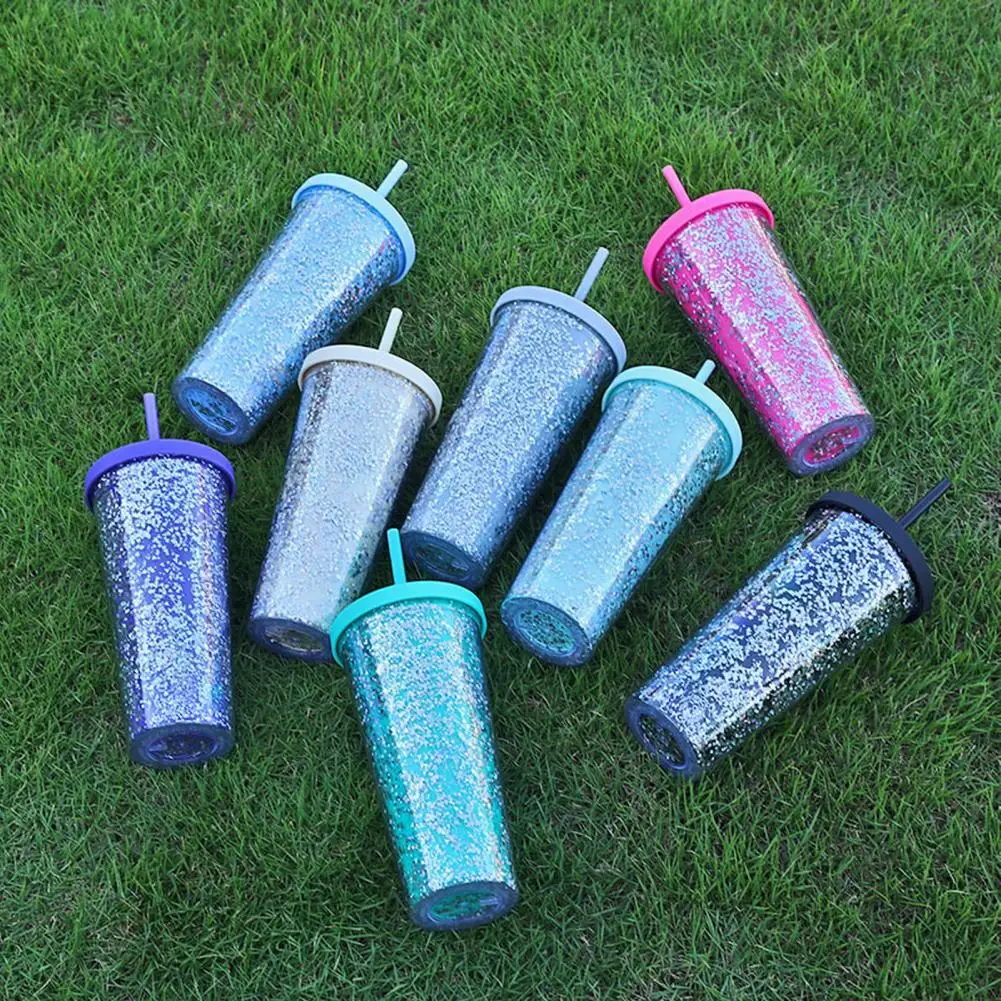 24OZ-710ml-Water-Cup-with-Straw-Glitter-Double-Wall-Wavy-Edge-Straight ...