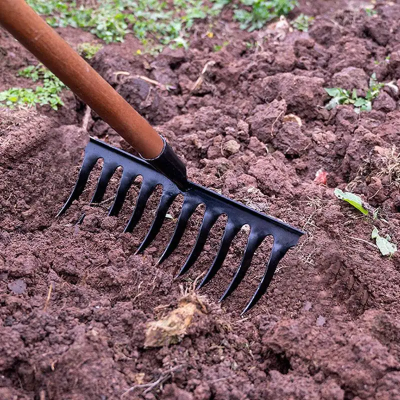 Metal-Jardinagem-Enxada-Weeding-Rake-Farm-Tool-Grading-Loosening-Soil ...