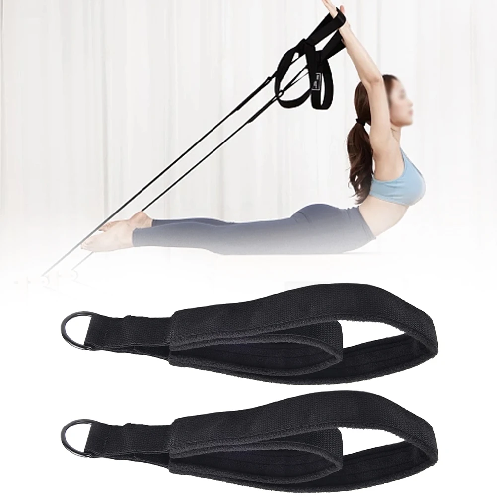 2pcs-Double-Loop-Pilates-Circle-Foot-Straps-Black-Foot-Reformer-Fitness ...