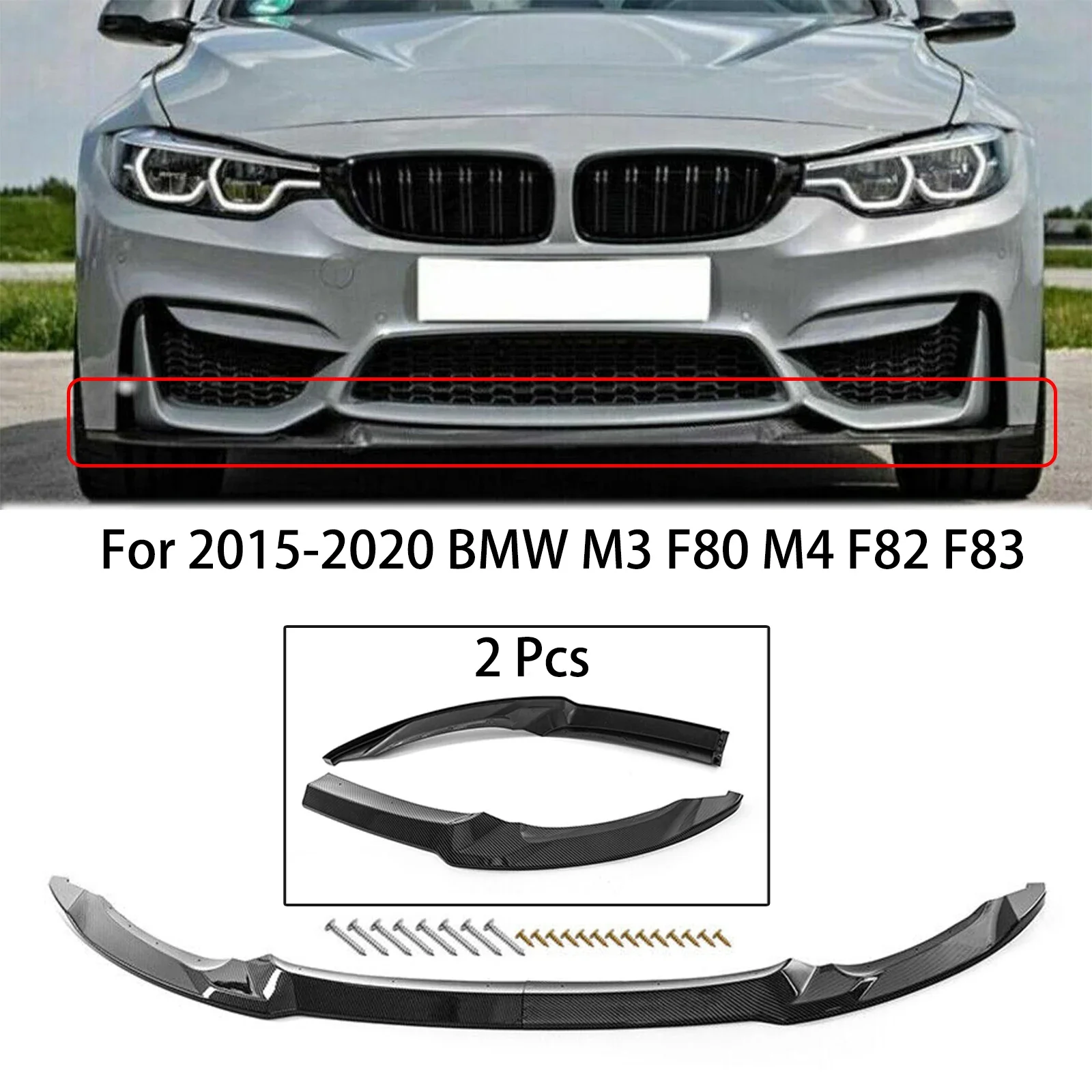 Front-Bumper-Lip-CS-Style-For-BMW-M3-F80-M4-F82-F83-2015-2020-Splitter ...