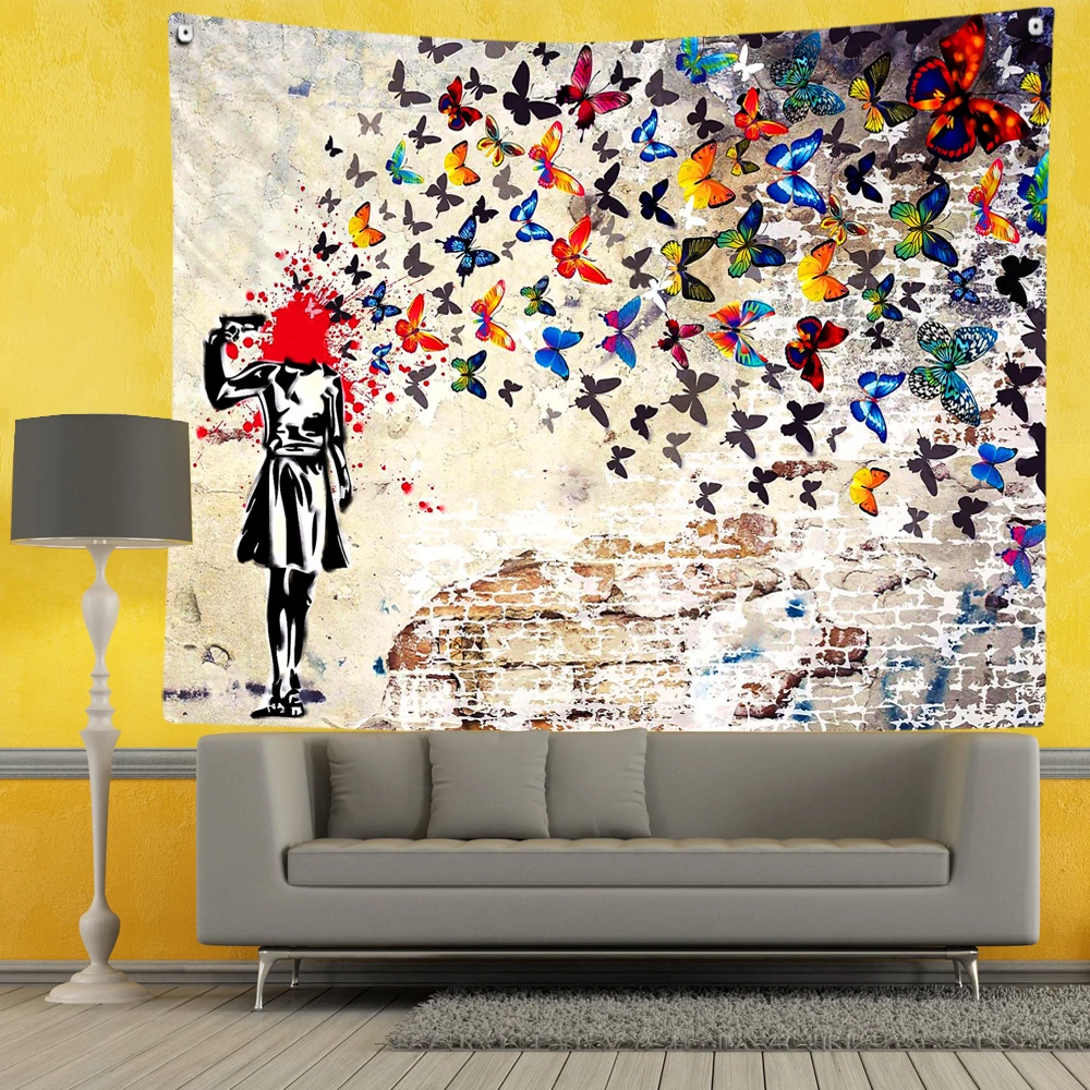 Banksy Graffiti Wallpaper Hanging