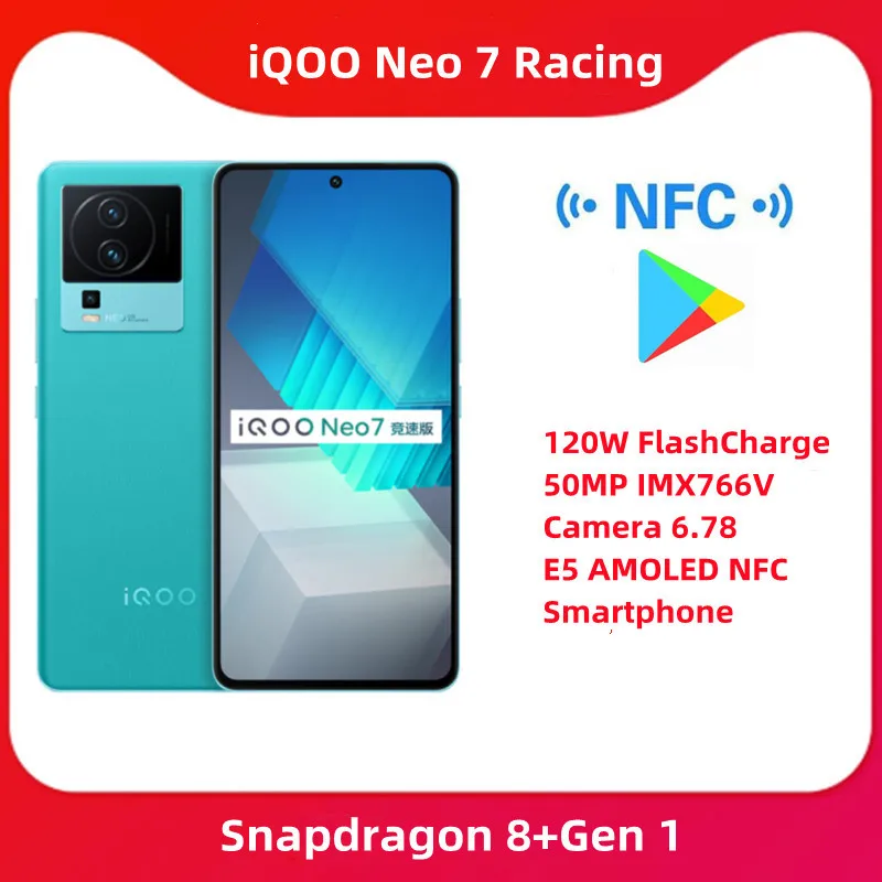 New iQOO Neo7 Neo 7 Racing 5G Mobile Phone Snapdragon 8+Gen 1 120W FlashCharge 50MP IMX766V ...