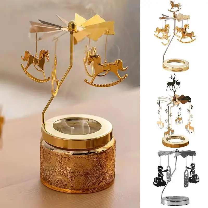 1pcs Metal candle carousel spinner Tray Christmas Rotating Candle ...