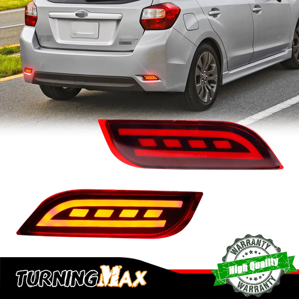 Red /Smoked Lens Red LED Bumper Reflectors Lights Rear Fog Lights Brake ...
