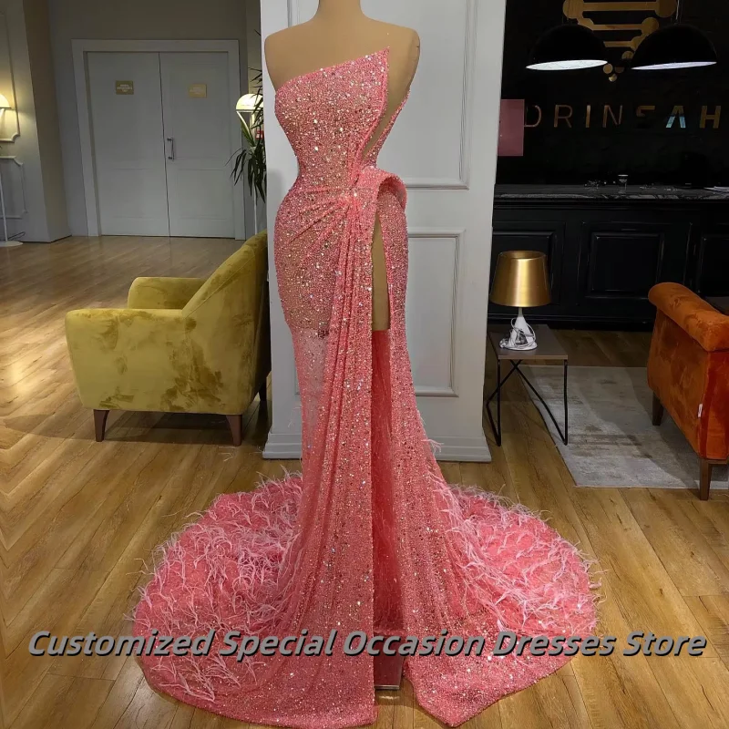 Luxury-Crystals-Evening-Dresses-Pink-Dress-Birthday-Dress-Rhinestone ...