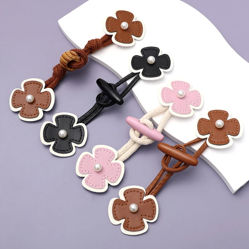 2 Pair Leather Resin Horn Toggle Closure Buttons for Coat Jacket Duffle ...