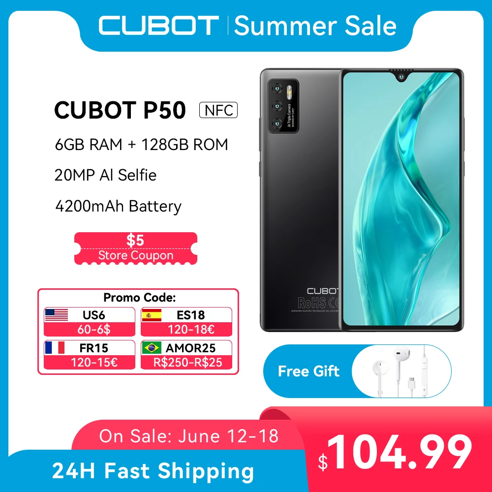 Cubot P50, Android Smartphone Ohne Vertrag Günstig 4G(2022), 6GB ...