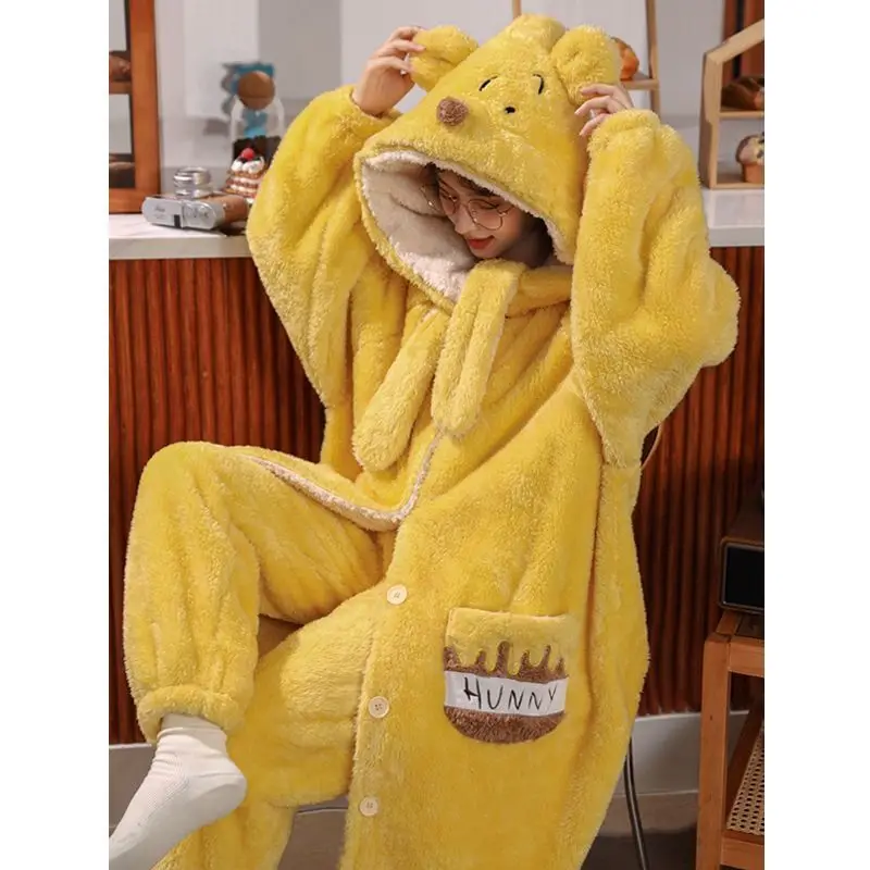 Women-s-Plush-Fuzzy-Pajamas-Autumn-and-Winter-New-Winnie-the-Pooh-Bear ...