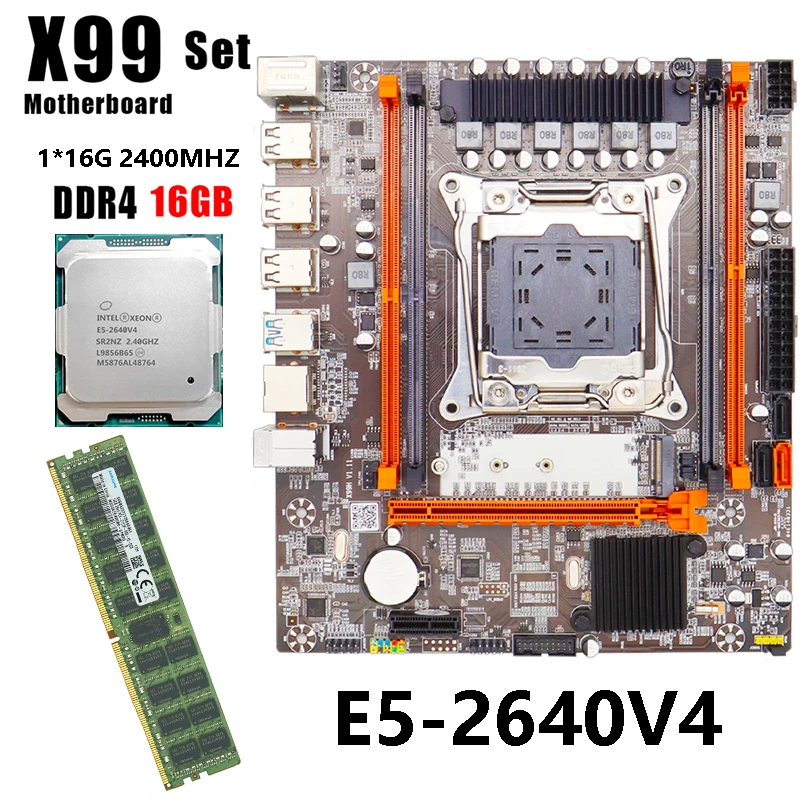 인텔 제온 E5 2640V4 CPU ED4 LGA2011 3 마더보드 세트, 1x16GB DDR4 REGECC 메모리 CPU 콤보 키트, PCI 16 USB3.0 서버 M ...