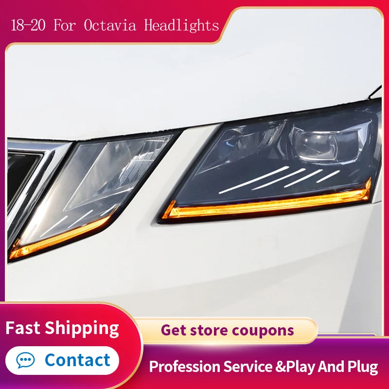 Head-Lamp-for-Skoda-Octavia-LED-Headlight-2018-2020-Headlights-Octavia ...