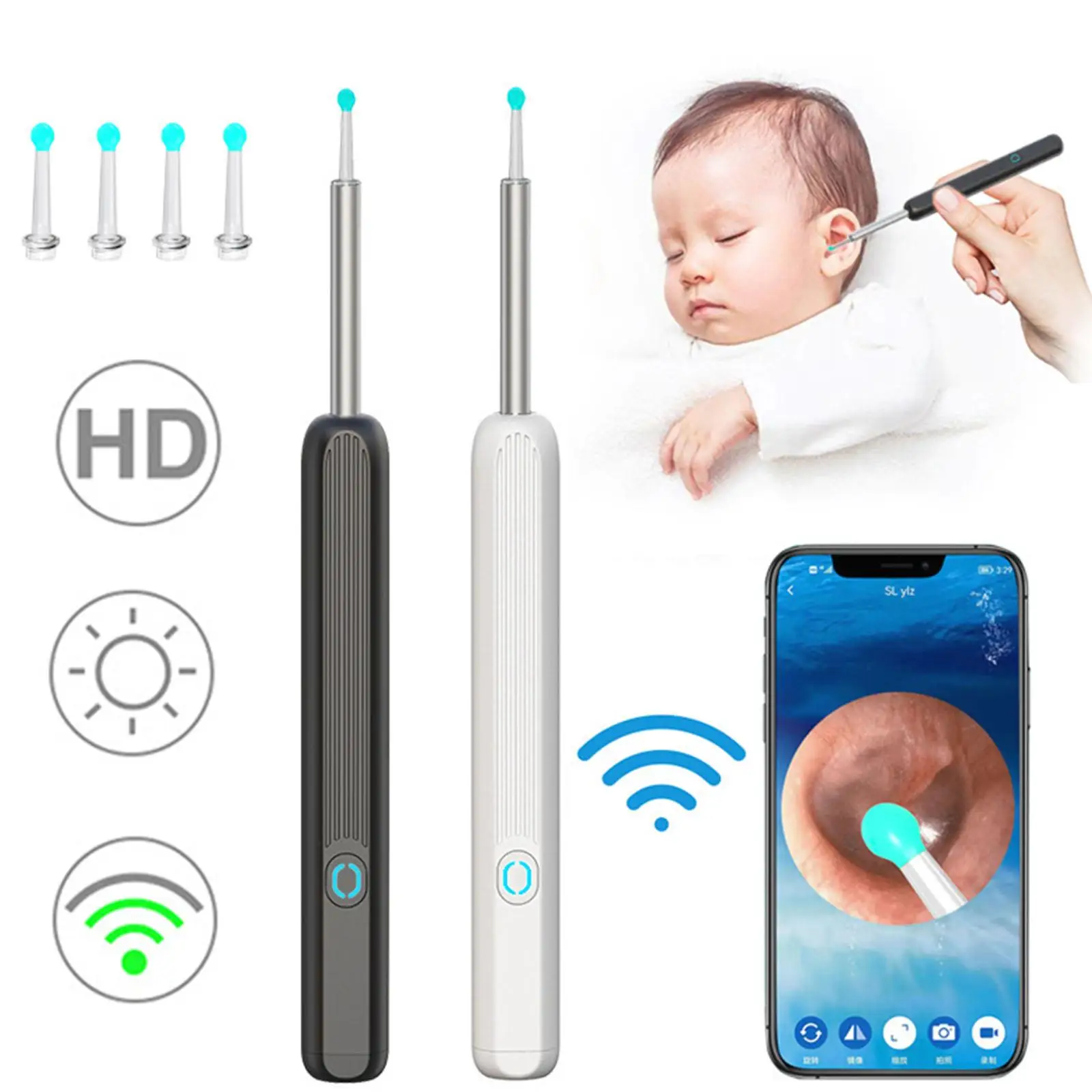 Wireless-WiFi-Ear-Pick-Otoscope-Camera-Borescope-Luminous-Ear-Wax ...
