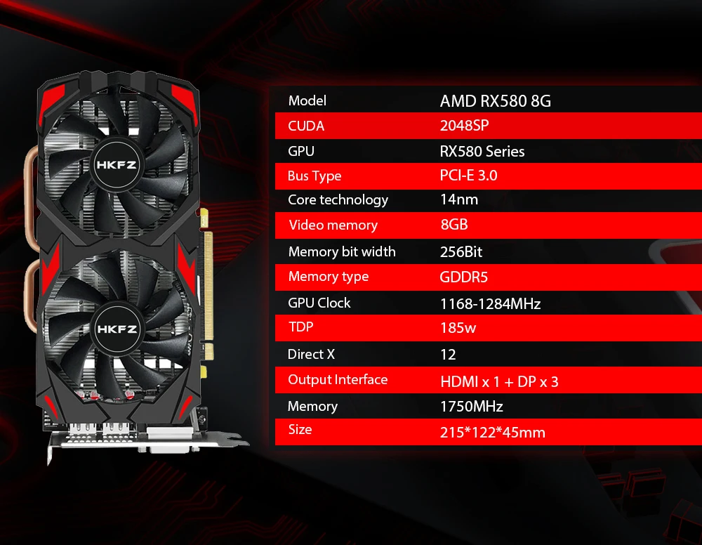 Generic Freeshipping Video Card AMD RX 580 8G 256Bit 2048SP GDDR5 ...