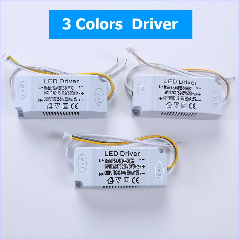 1PCS LED Driver 3 colors Adapter For LED Lighting AC220V Non-Isolating ...