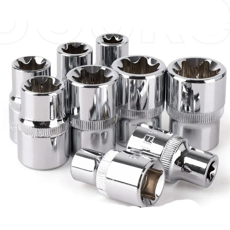 Cle a cliquet,Clé à douille femelle Torx étoile 1-2, 14 pièces, E10-E24 ...