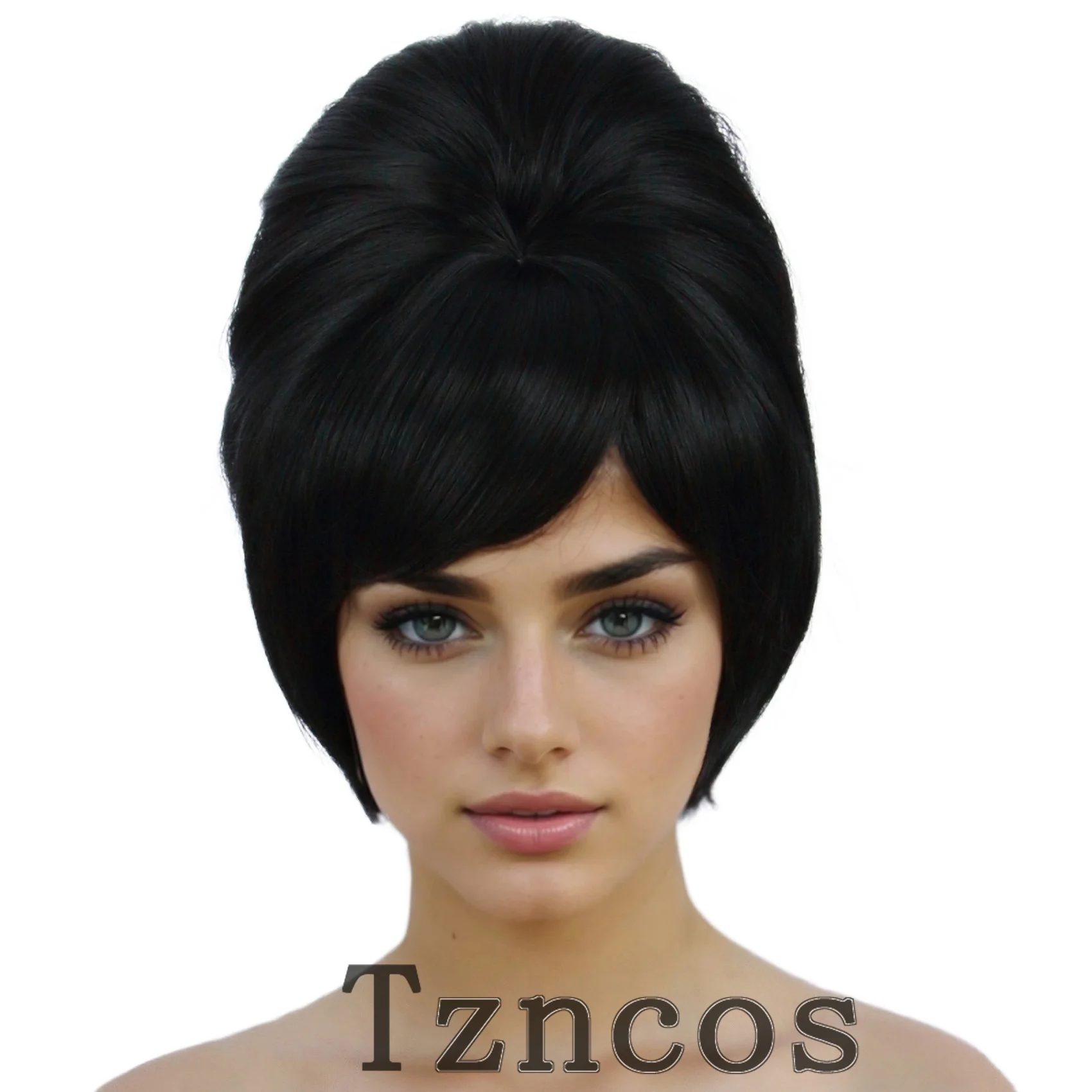 Tzncos 70s 80s Women Housewife Beehive Costume Wigs Wife Black Hair ...