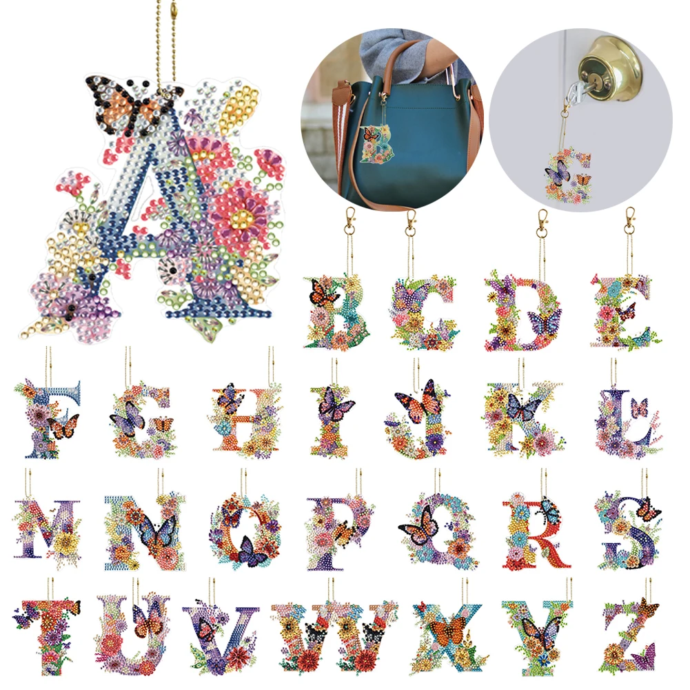 DIY-Diamond-Painting-Ornament-Double-Sided-Diamond-Art-Key-Rings-Letter ...