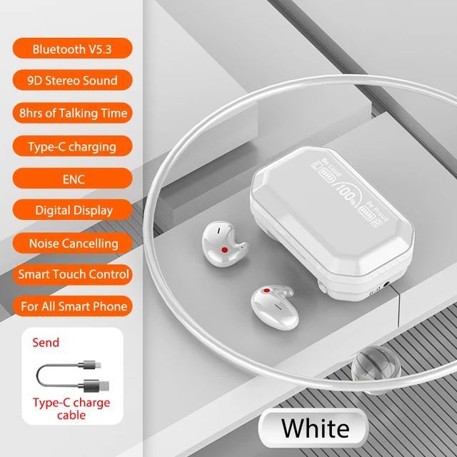 TWS Digital Display Sleep Invisible Earbuds Auricular Headphones Hidden ...