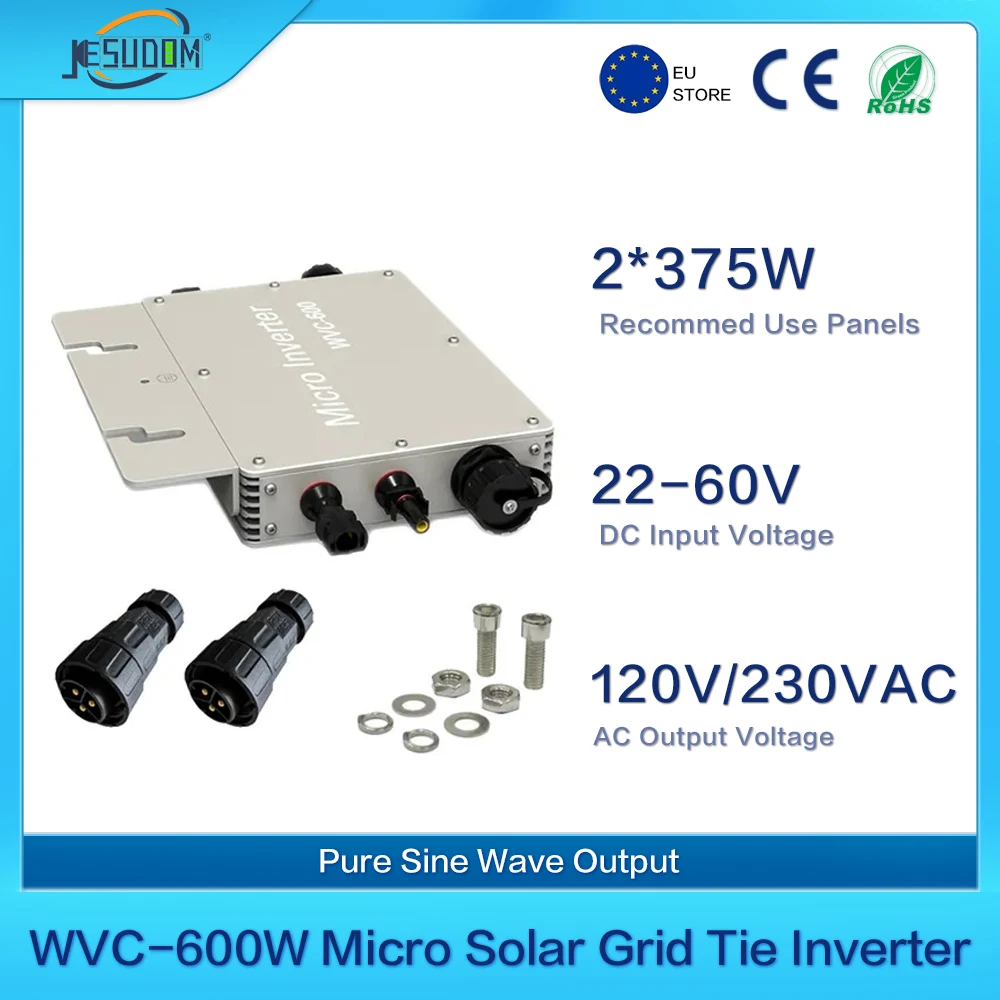 600W Grid Tie Inverter WVC600 WIFI MPPT Pure Sine Wave Output Micro ...