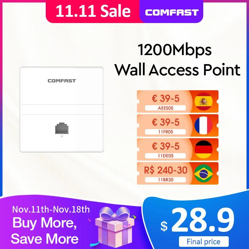 1200Mbps-Wireless-AP-Gigabit-Port-WIFI-Router-86-Panel-In-Wall-AP-5ghz ...