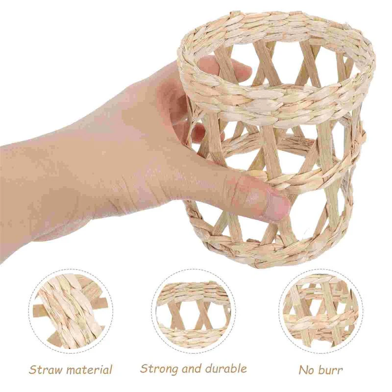 2pcs Straw Weaving Cup Bottle Holder Sleeves Rattan Sleeve Cover Vase ...