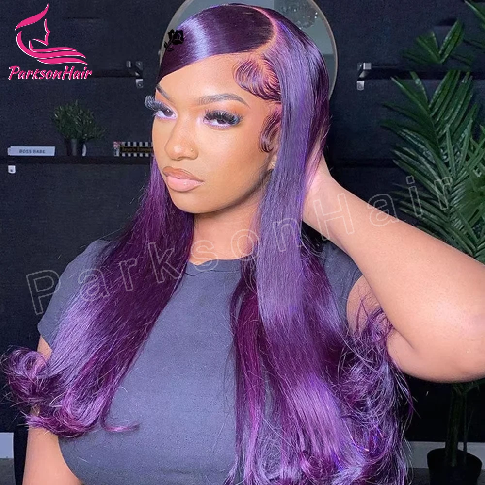 Purple-613-Colored-13x4-Transparent-13x6-Lace-Frontal-Wigs-Human-Hair ...