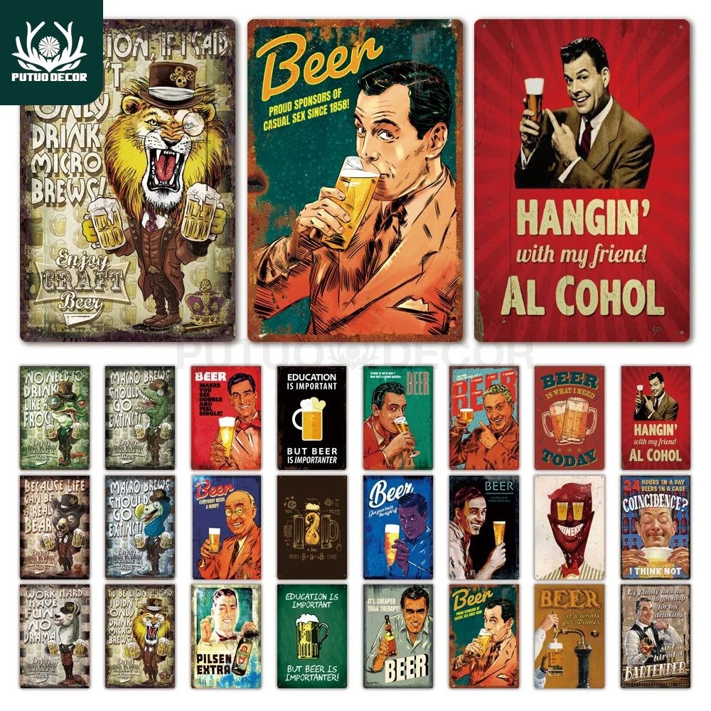 Putuo-Decor-Funny-Beer-Tin-Sign-Plaque-Metal-Plate-Vintage-Poster-Wall ...