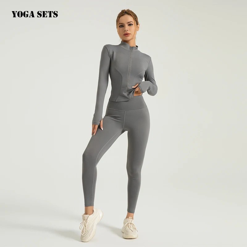 2pcs-Yoga-set-Sports-Jacket-Pants-Women-s-Tracksuit-Training-Exercise ...