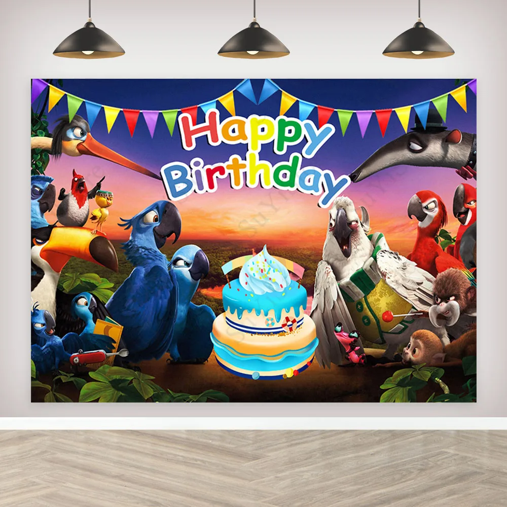 Rio Blue Parrot Backdrop Kids Birthday Baby Shower Background Hawaii ...