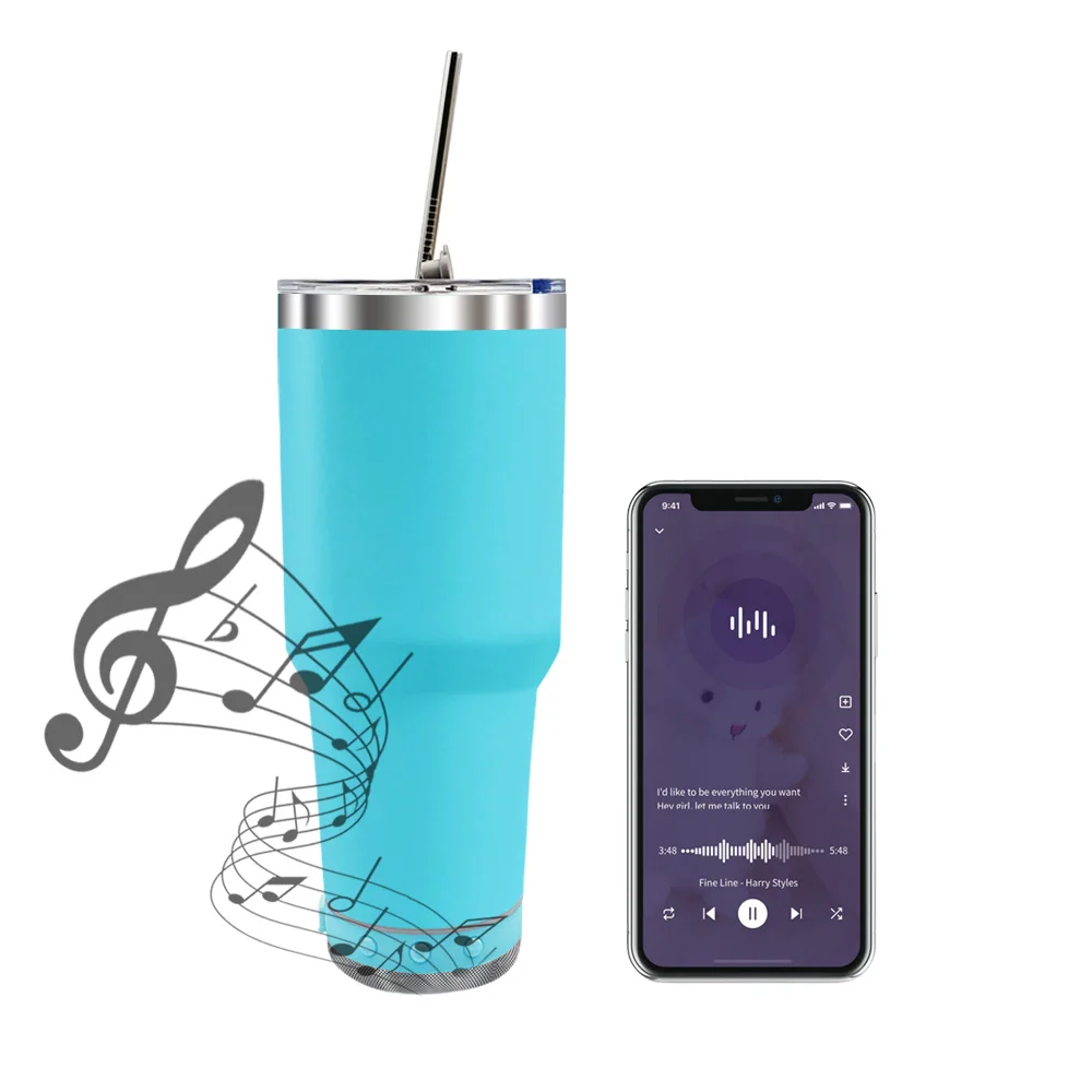 30oz-Stainless-Steel-Bluetooth-Speaker-Straight-Tumbler-Portable-Smart ...