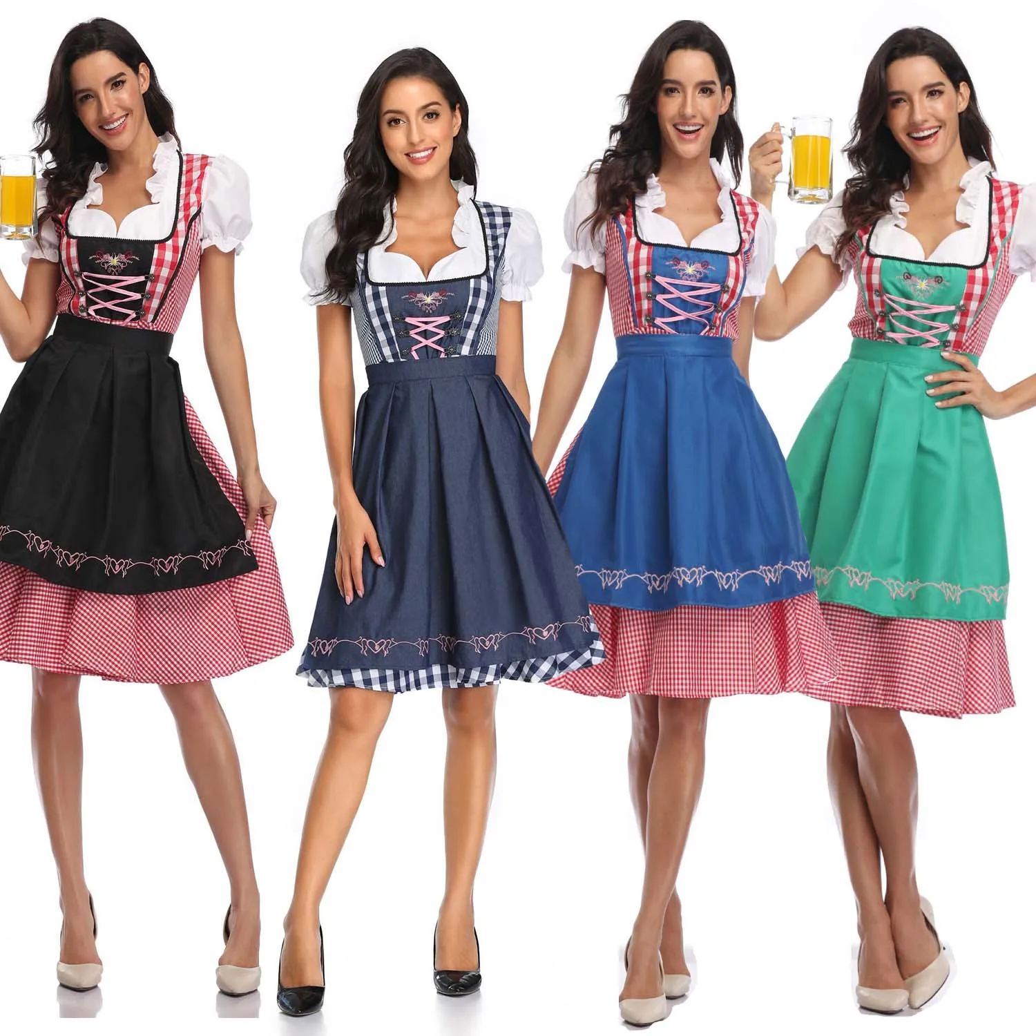 Größe S-2XL Frauen Bayern Oktoberfest Bier Kostüm Dirndl Bier Mädchen ...