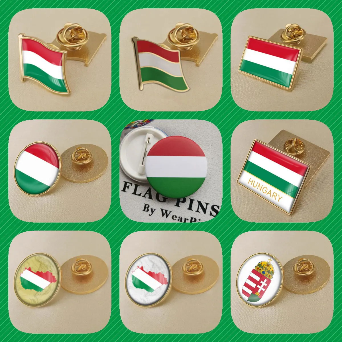 Hungary-Hungarians-Map-Flag-National-Emblem-National-Flower-Brooches ...