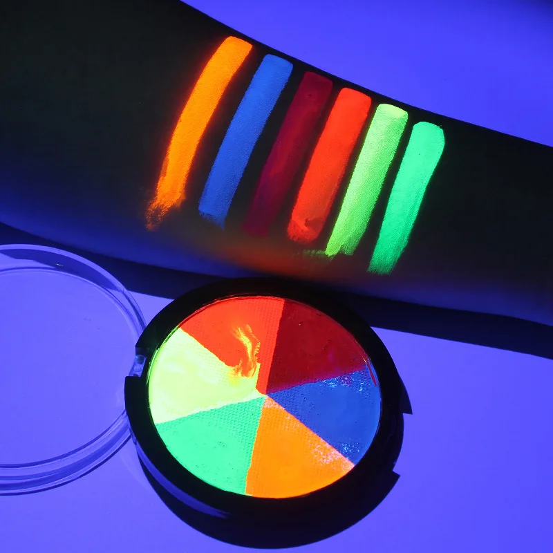 6 color fluorescente pintado caixa redonda água solúvel corpo pintura ...