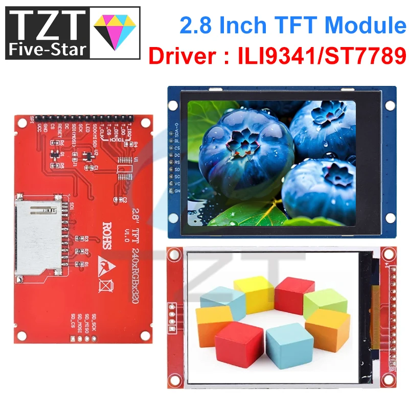 TZT-2-8-240x320-SPI-TFT-LCD-Serial-Port-Module-With-PCB-Micro-SD ...