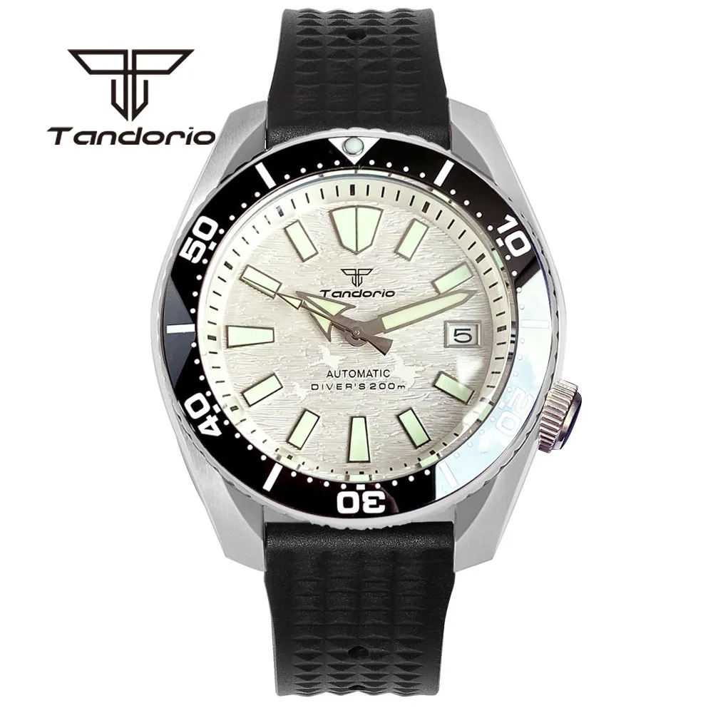 Tandorio NH35A 42.5mm SBDX001 200m Men's Automatic Dive Watch Brushed ...
