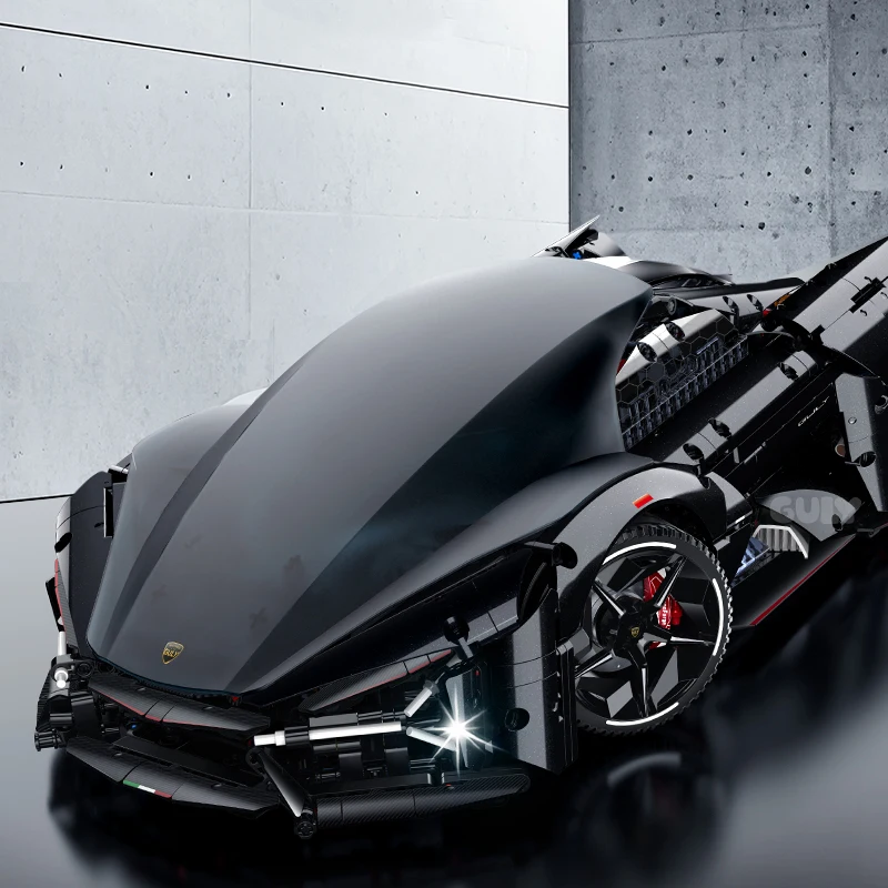 Black 1:8 Lambo Concept Sports Car Model Building Blocks MOC 10644 ...