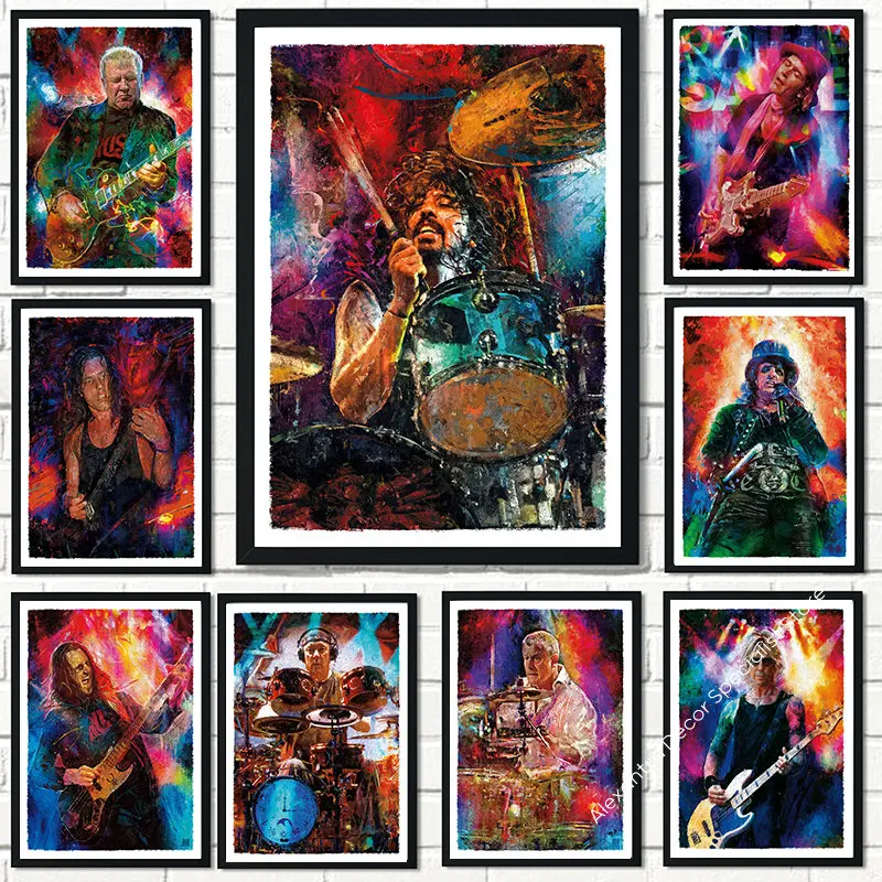 Pop-Singer-Rock-and-Roll-Band-Singer-Star-Poster-Canvas-Painting ...