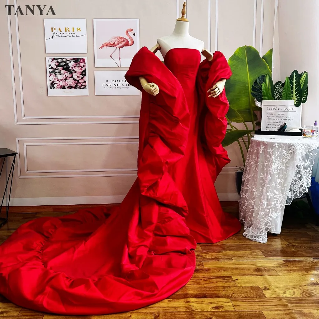 Taffeta-Cape-For-Wedding-Bridal-Unique-Puffy-Edge-Chapel-Train-Evening ...